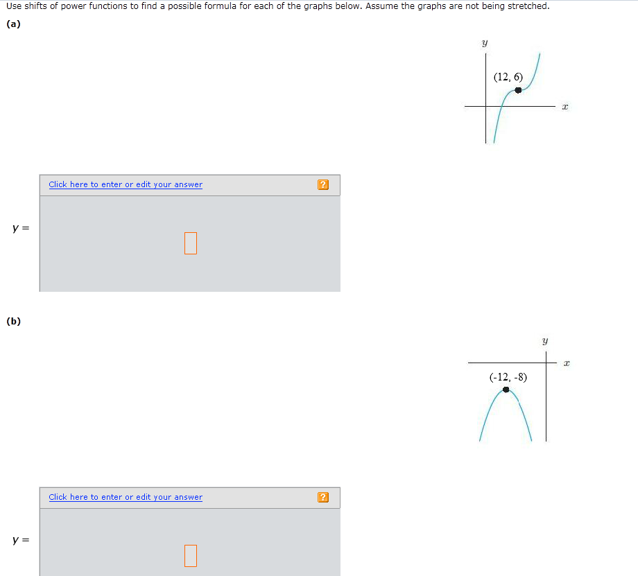 Use shifts of power functions to find a possible | Chegg.com