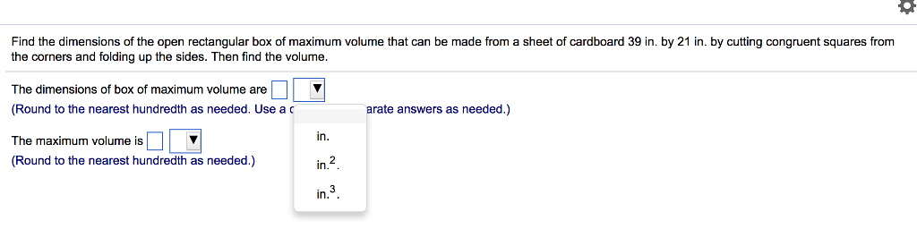 Solved Find the dimensions of the open rectangular box of | Chegg.com