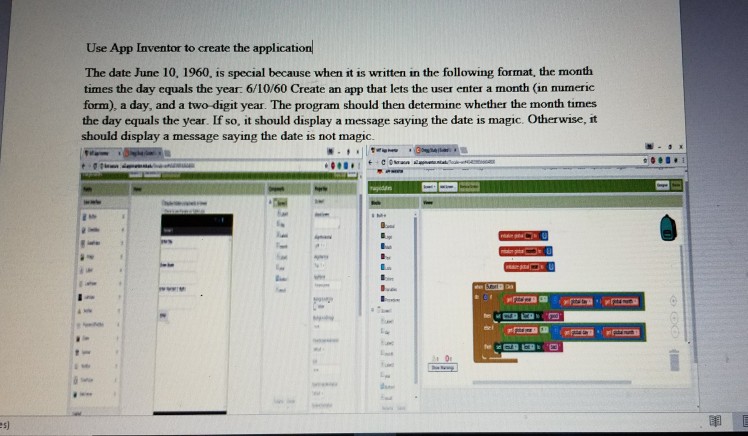 Solved Use App Inventor to create the applicatio The date | Chegg.com
