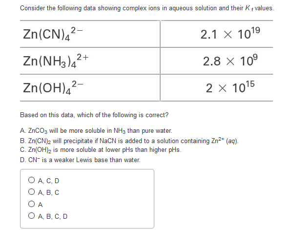 Solved Consider the following data showing complex ions in | Chegg.com Solved Consider the following data showing complex ions in | Chegg.com