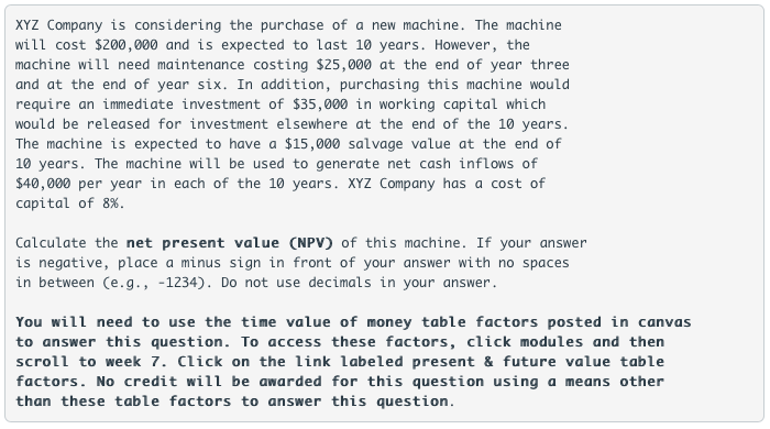 Solved XYZ Company is considering the purchase of a new | Chegg.com