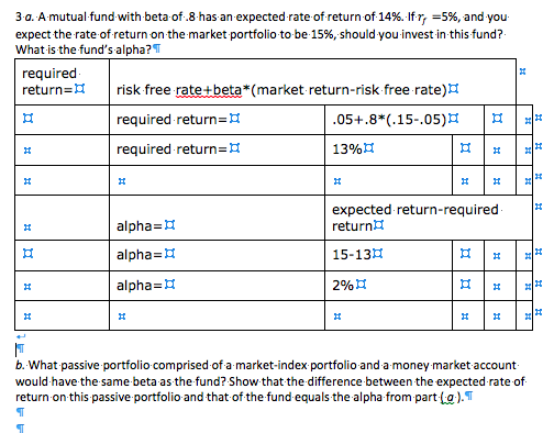 Solved A mutual fund with beta of .8 has an expected rate of | Chegg.com