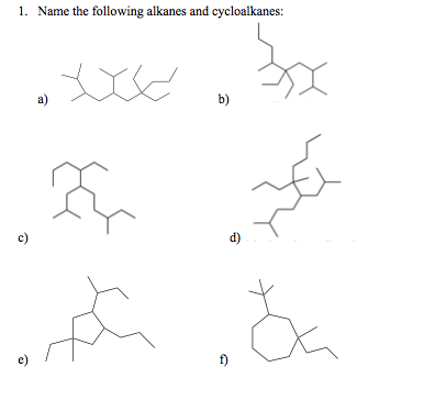 Solved 1. Name the following alkanes and cycloalkanes b) c) | Chegg.com