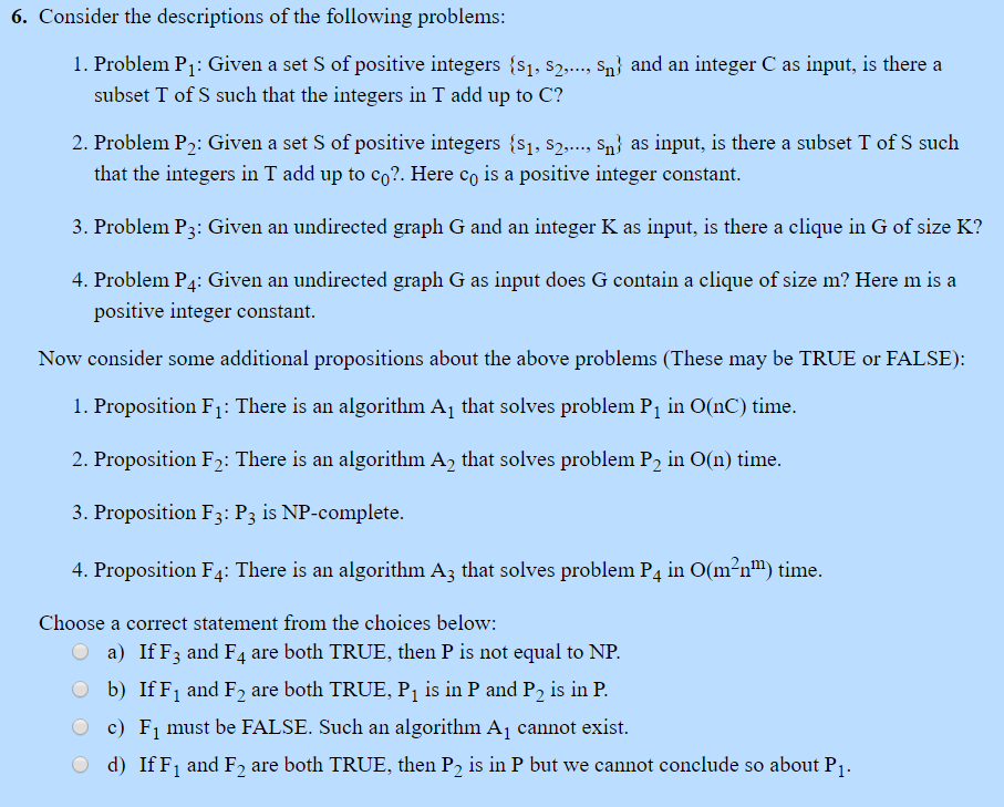 Solved Consider the descriptions of the following problems: | Chegg.com