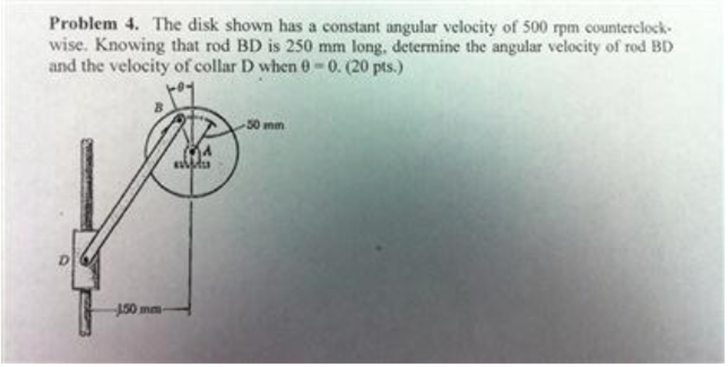 The disk shown has a constant angular velocity of 500 | Chegg.com