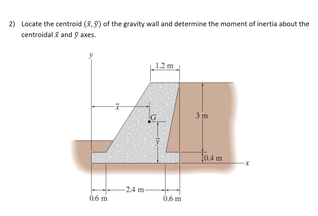 Solved 2) Locate the centroid (x bar, y bar) of the gravity | Chegg.com