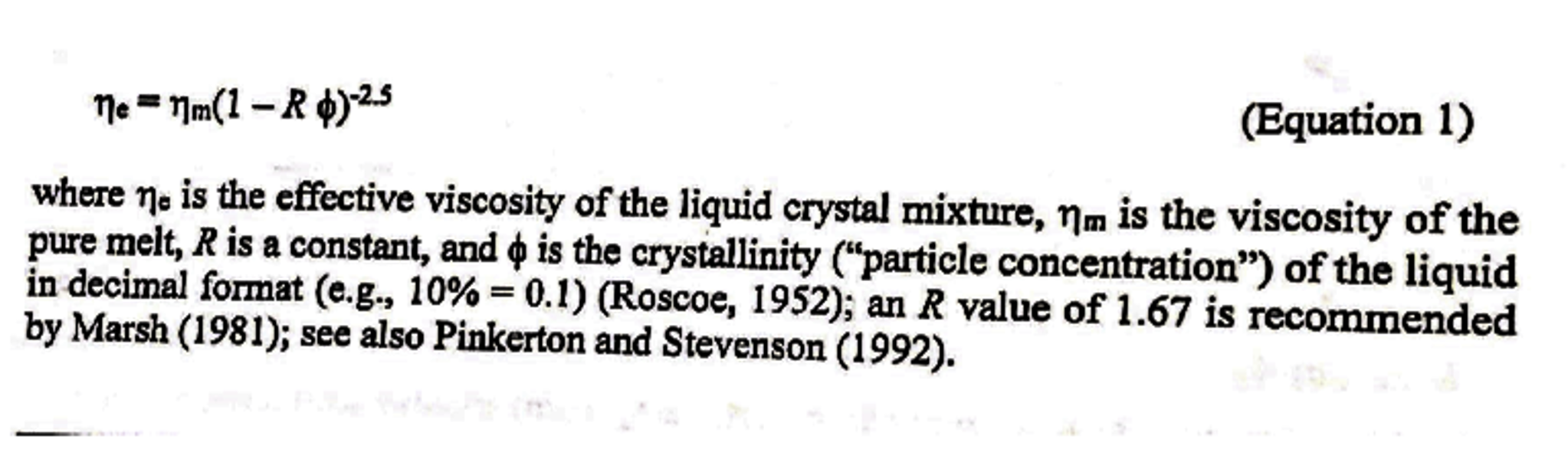 Solved (Equation 1) where η° is the effective viscosity of | Chegg.com