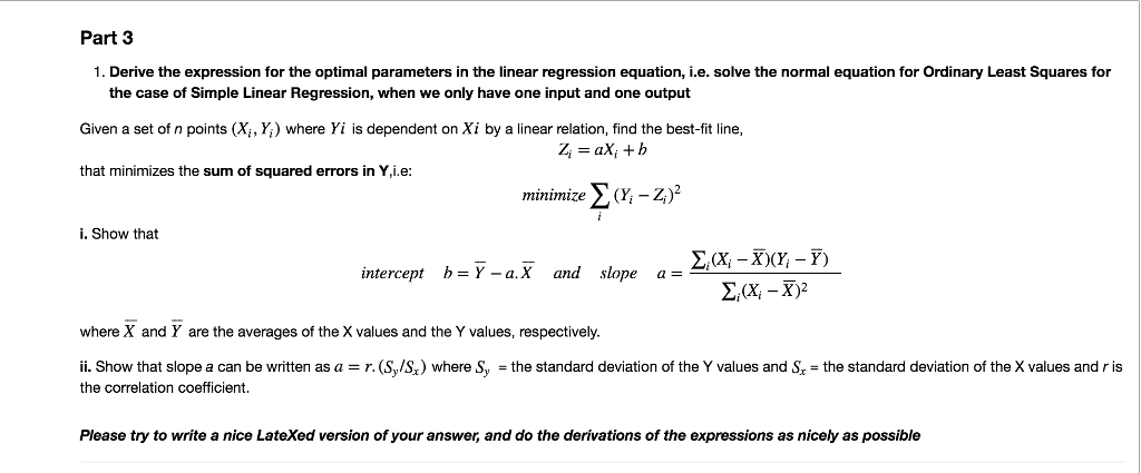 Solved Part 3 1. Derive the expression for the optimal | Chegg.com