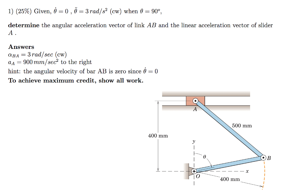 Solved Given, theta^d = 0, theta^Dot = 3 rad/s^2 (cw) when | Chegg.com