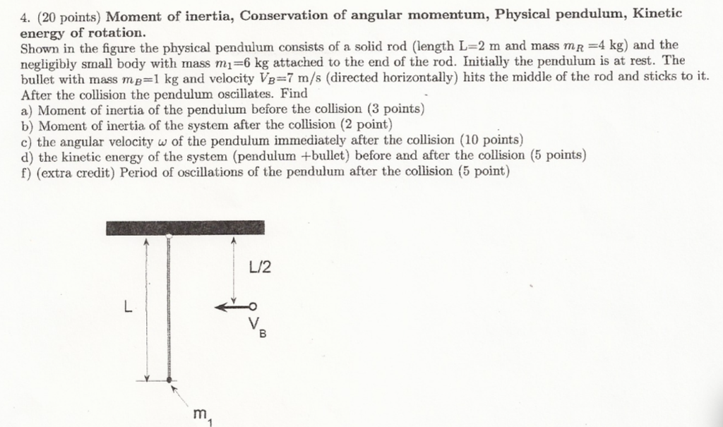 Solved 4 20 Points Moment Of Inertia Conservation Of