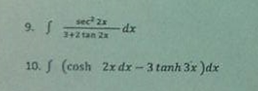 Solved integral sec^2 2x /3 + 2 tan2x dx integral (cos h | Chegg.com