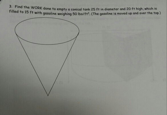 Solved Find the WORK done to empty a conical tank 25 ft in | Chegg.com