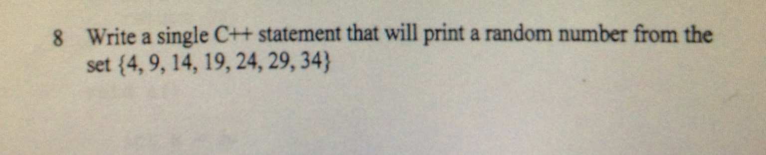 Solved Write a single C++ statement that will print a random | Chegg.com