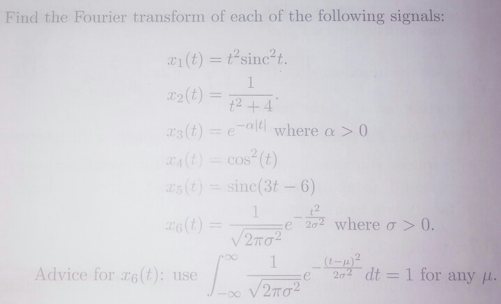 Solved Find the Fourier transform of each of the following | Chegg.com