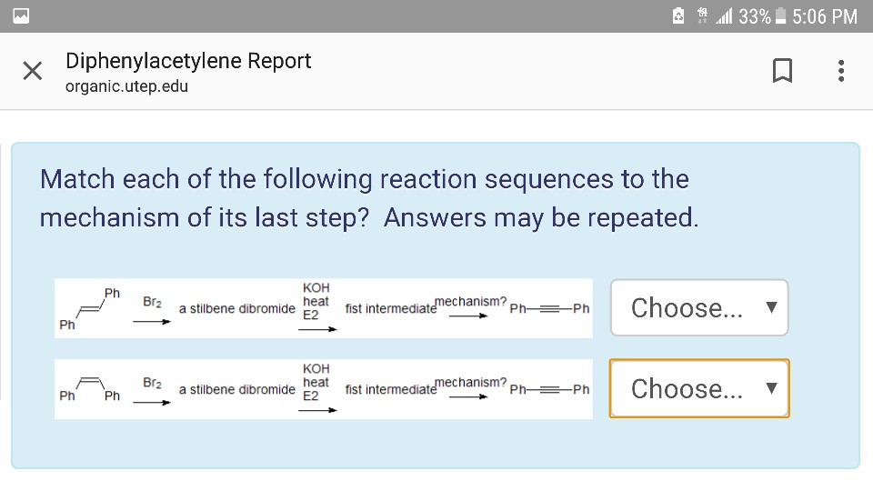 Solved 순 all! 33% 5:06 PM organic.utep.edu Match each of the | Chegg.com