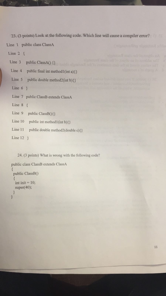 Solved Look at the following code. Which line will cause a | Chegg.com