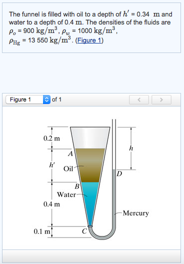 Solved Determine the distance (h) the mercury level is from | Chegg.com