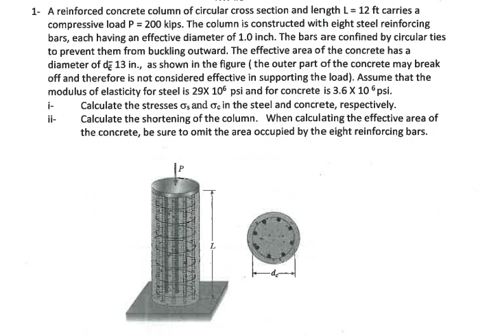 A reinforced concrete column of circular cross | Chegg.com