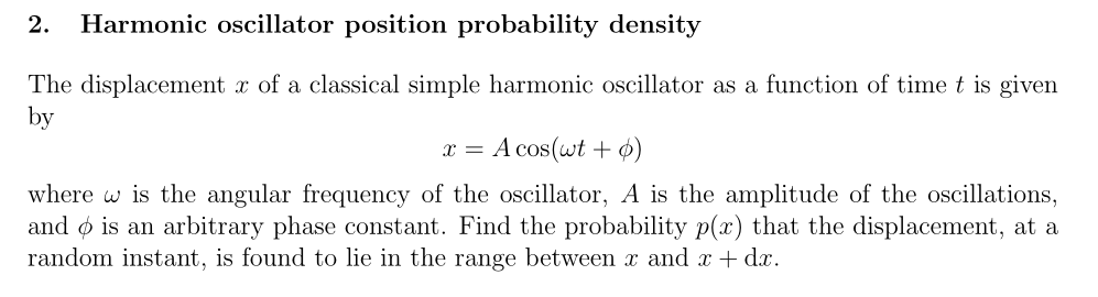 Solved 2. Harmonic oscillator position probability density | Chegg.com
