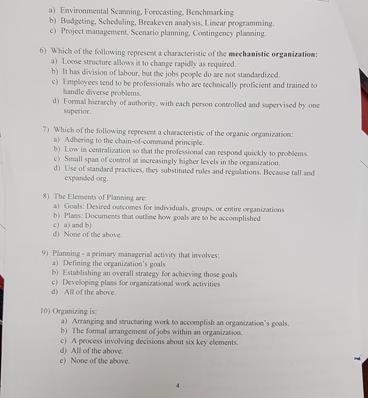 Solved 10 1) strategic plans: a) Plans that apply to the | Chegg.com