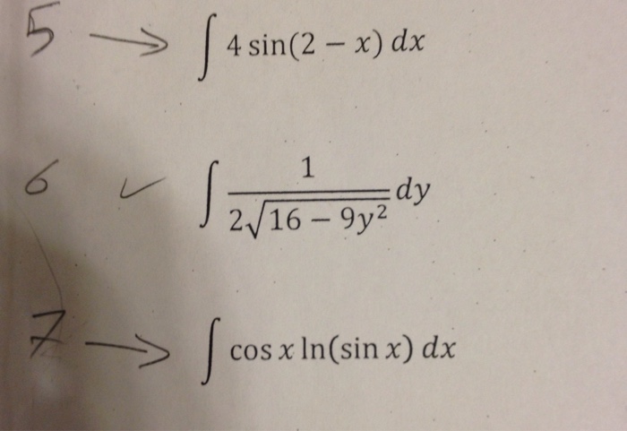Solved Integral 4 sin(2 - x) dx integral 1/2 Squareroot 16 | Chegg.com