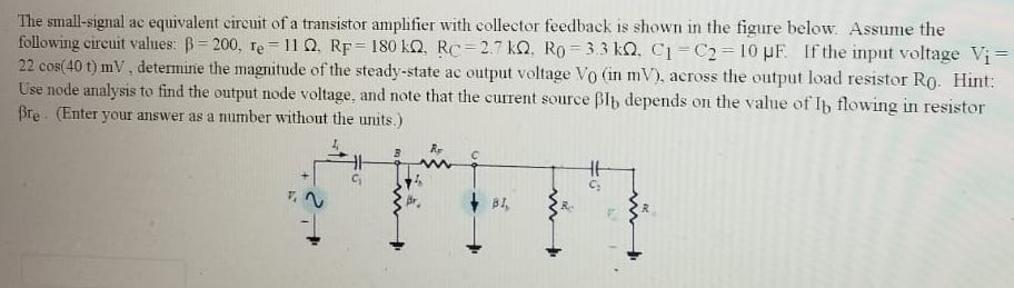 Solved The small-signal ac equivalent circuit of a | Chegg.com