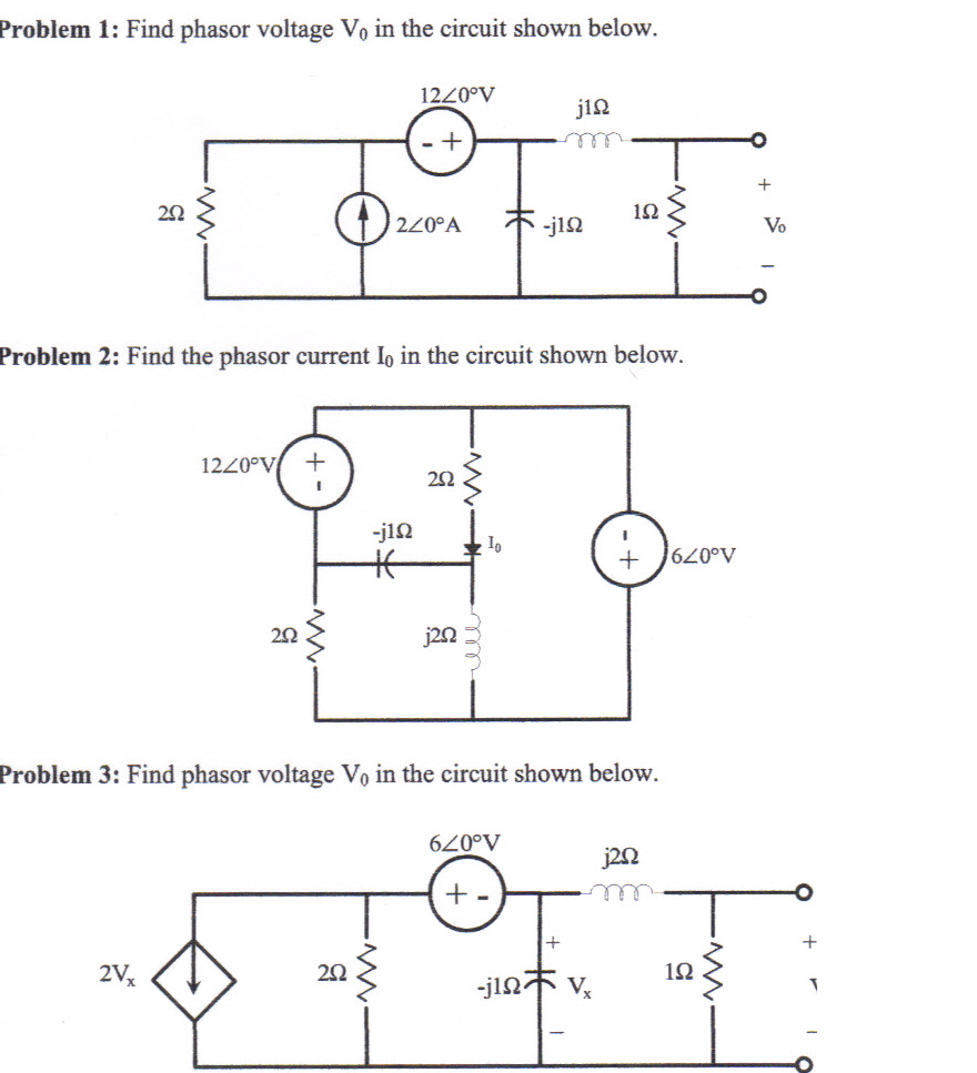 Solved Find phasor voltage V0 in the circuit shown below. | Chegg.com