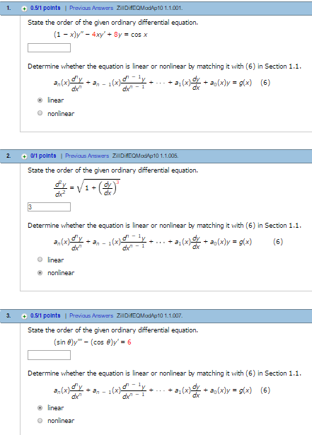 Solved State The Order Of The Given Ordinary Differential