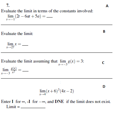 Solved Evaluate the limit in terms of the constants | Chegg.com