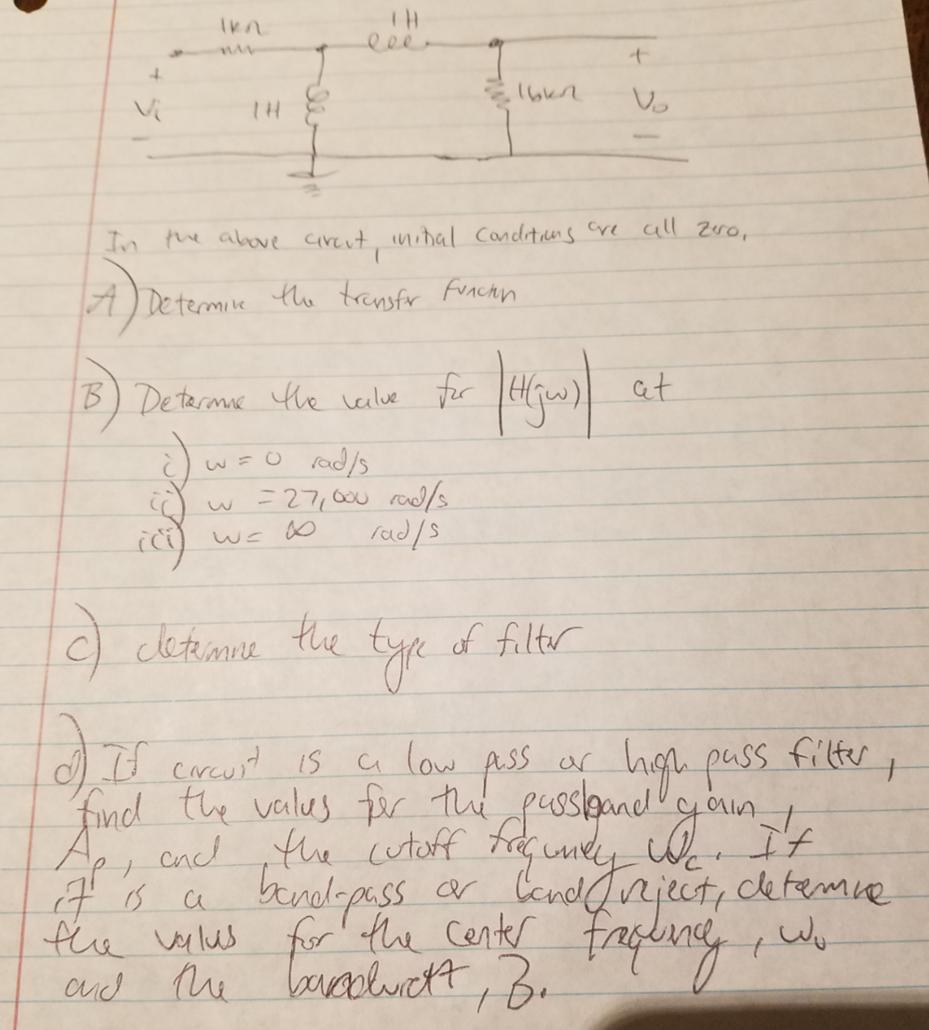 Solved In the above circuit, initial conditions are all | Chegg.com