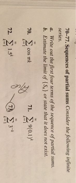 Solved Sequences of partial sums Consider the following | Chegg.com
