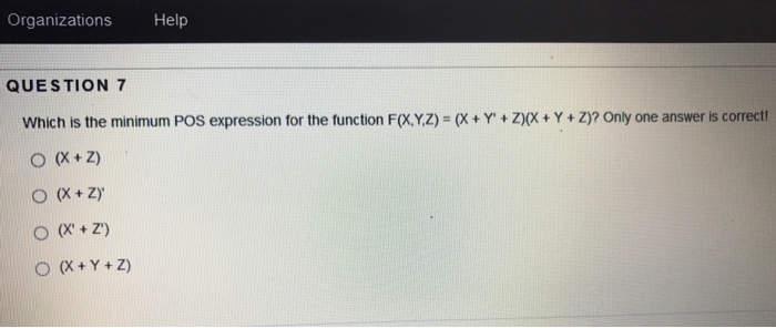 Solved Which is the minimum POS expression for the function | Chegg.com