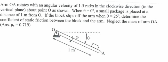 Solved Arm OA rotates with an angular velocity of 1.5 rad/s | Chegg.com