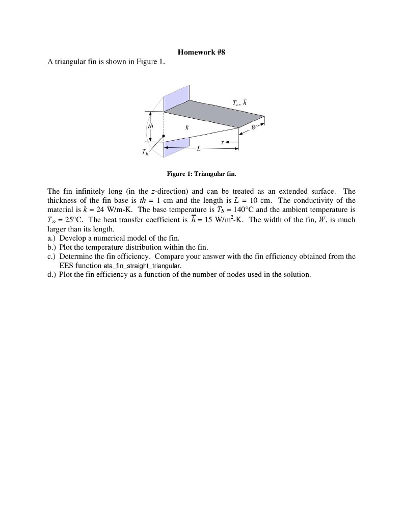 Solved A triangular fin is shown in Figure 1. The fin | Chegg.com Solved A triangular fin is shown in Figure 1. The fin | Chegg.com
