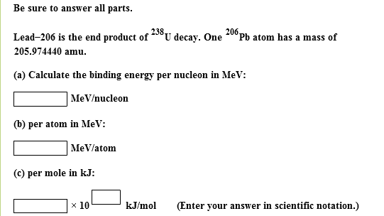 Solved Lead-206 is the end product of 238^U decay. One | Chegg.com
