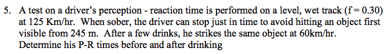 Solved 5. A test on a driver's perception - reaction time is | Chegg.com