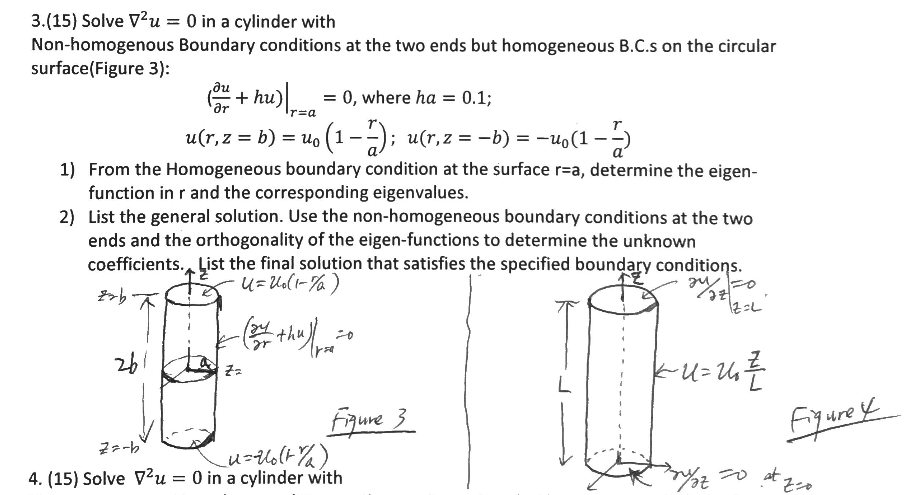 3.(15) Solve Vu0 in a cylinder with Non-homogenous | Chegg.com