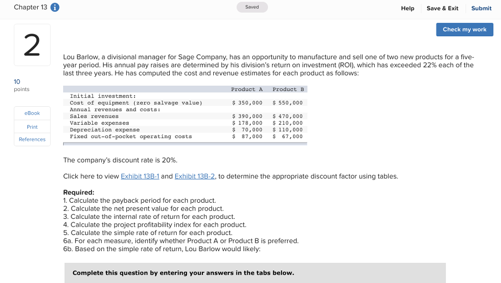 Chapter 13 G Saved Help Save & Exit Submit Check my | Chegg.com