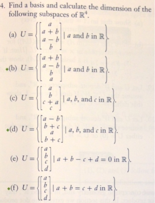 Solved 3. Find a basis and calculate the dimension of the | Chegg.com