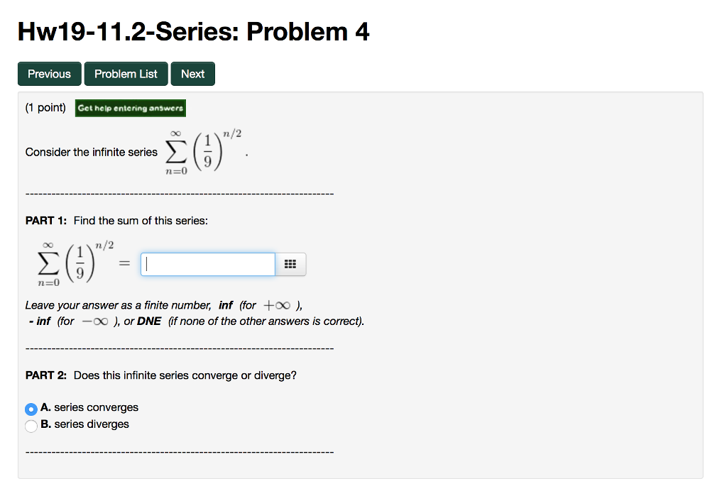 Solved Hw19-11.2-Series: Problem 4 Previous Problem List | Chegg.com