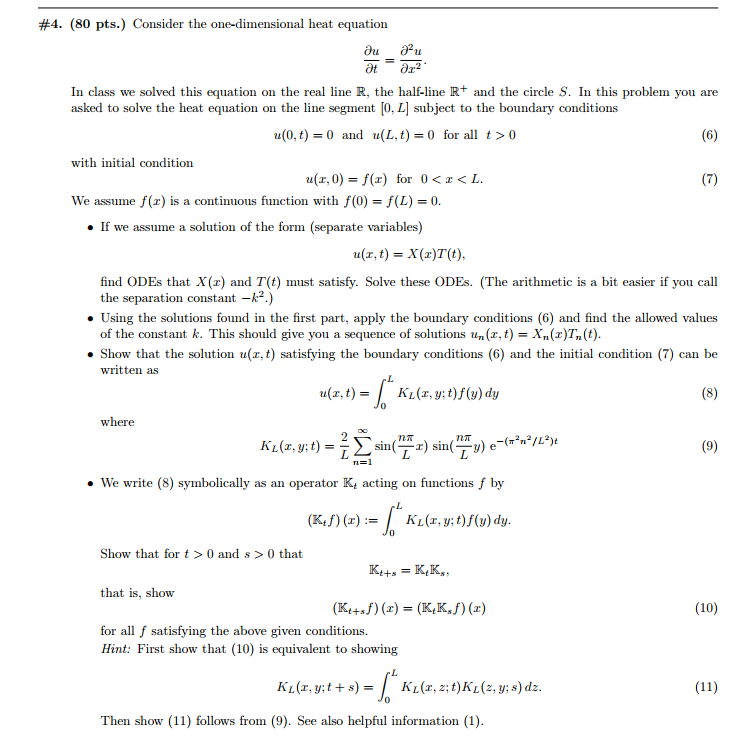 Solved #4. (80 pts) Consider the one-dimensional heat | Chegg.com Solved #4. (80 pts) Consider the one-dimensional heat | Chegg.com