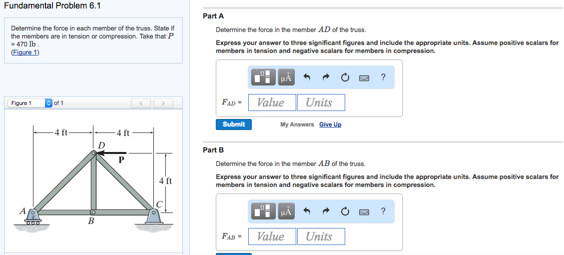 Solved Fundamental Problem 6.1 Part A Determine the force in | Chegg.com