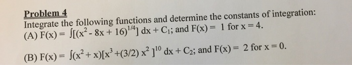 Solved Integrate the following functions and determine the | Chegg.com