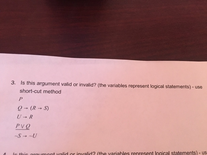 Solved Is this argument valid or invalid? (the variables | Chegg.com