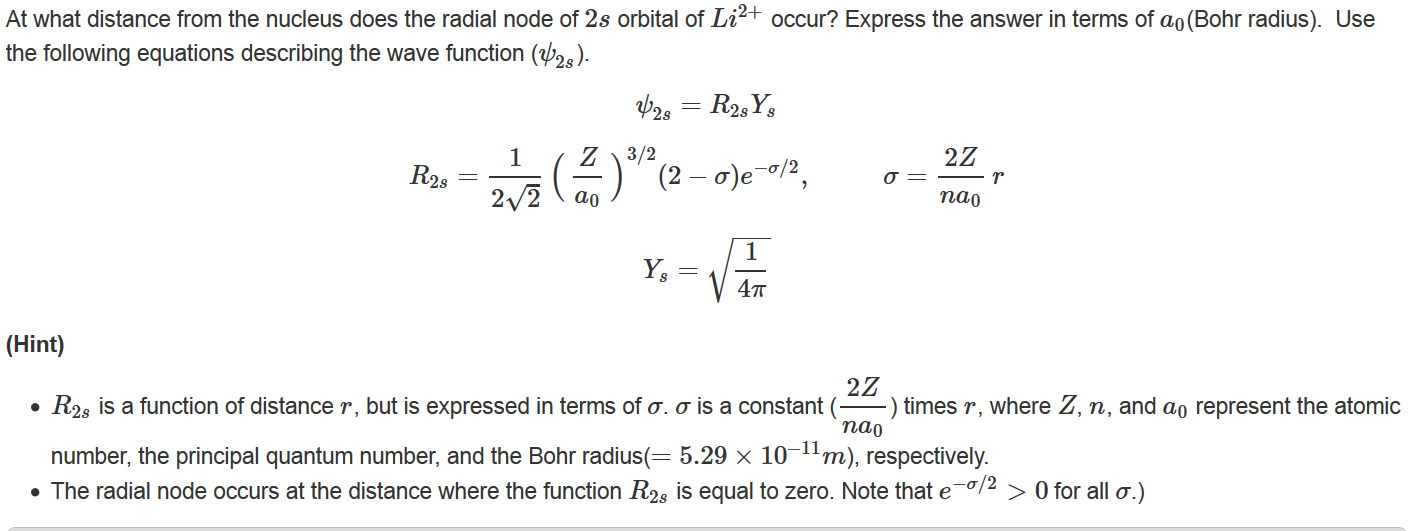 At what distance from the nucleus does the radial | Chegg.com