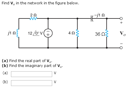 Solved Find Vo in the network in the figure below. (a) Find | Chegg.com