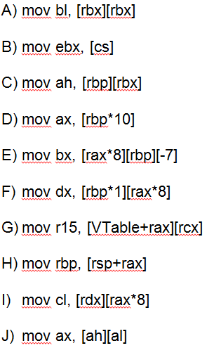 Solved Identify which of the following addressing modes | Chegg.com