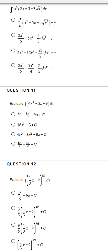 Solved Integral X 3 2x 5 3squarerot X dx X 4 4 x 2 Chegg