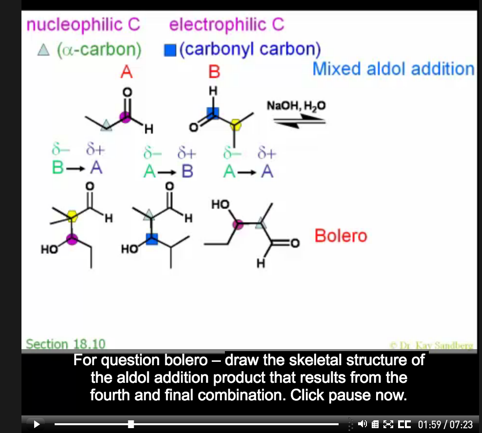 Solved Draw the skeletal structure of the aldol addition | Chegg.com