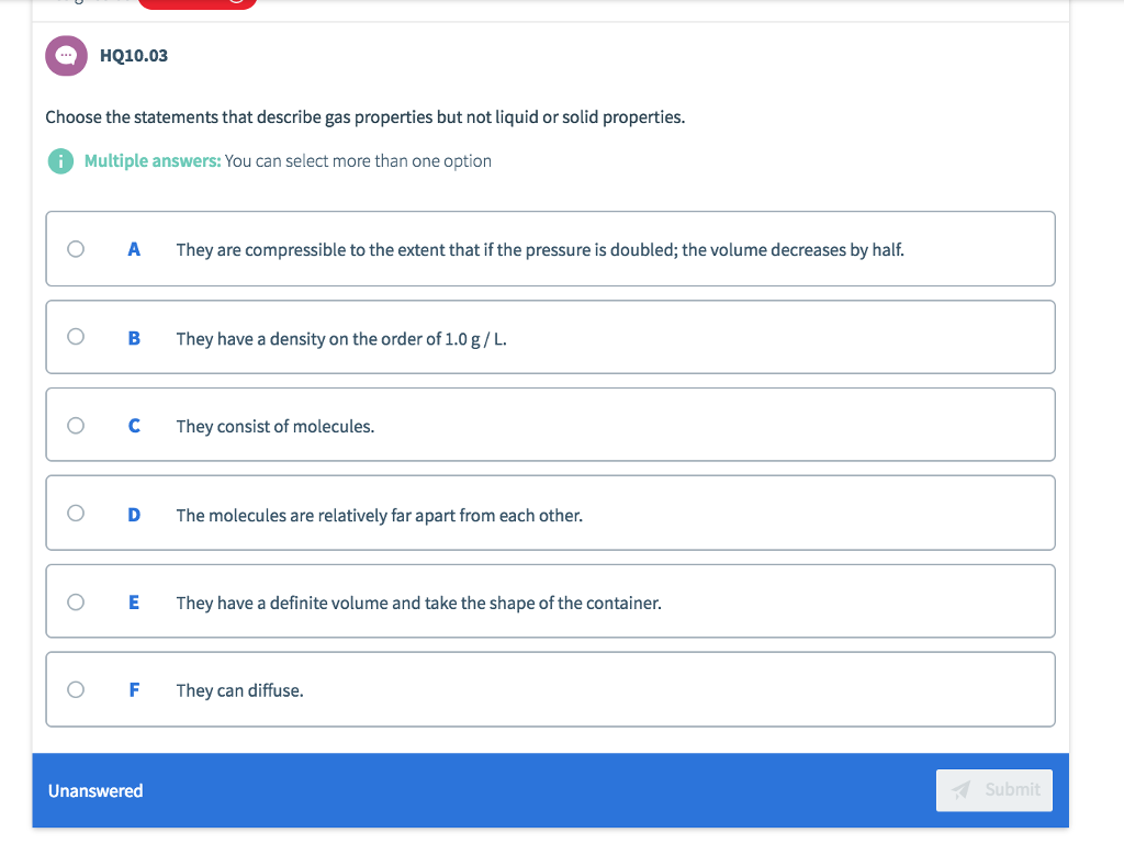 Solved HQ10.03 Choose the statements that describe gas | Chegg.com